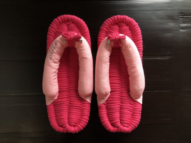 【FLIP TEE FLOP】23cm 布ぞうり《ピンク》《グレンチェック》【No.169】 | iichi 日々の暮らしを心地よくするハンドメイドやアンティークのマーケットプレイス