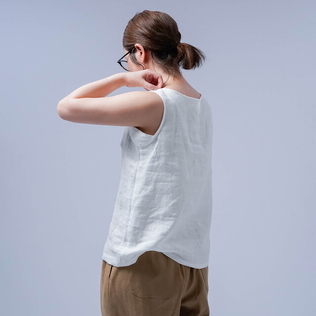 【wafu】 Lサイズ リネンタンクトップ 脇汗対策の救世主 脇汗速乾 よしタンク / 白色 p005c-wht1-l | iichi ハンドメイド・クラフト作品・手仕事品の通販