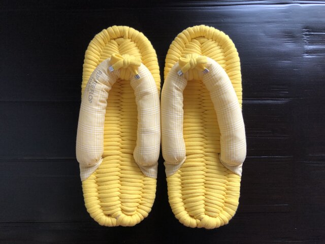 No.170【FLIP TEE FLOP】24cm《グレンチェック》上質なJonoJonoを使った布ぞうり イエロー | iichi ハンドメイド・クラフト作品・手仕事品の通販