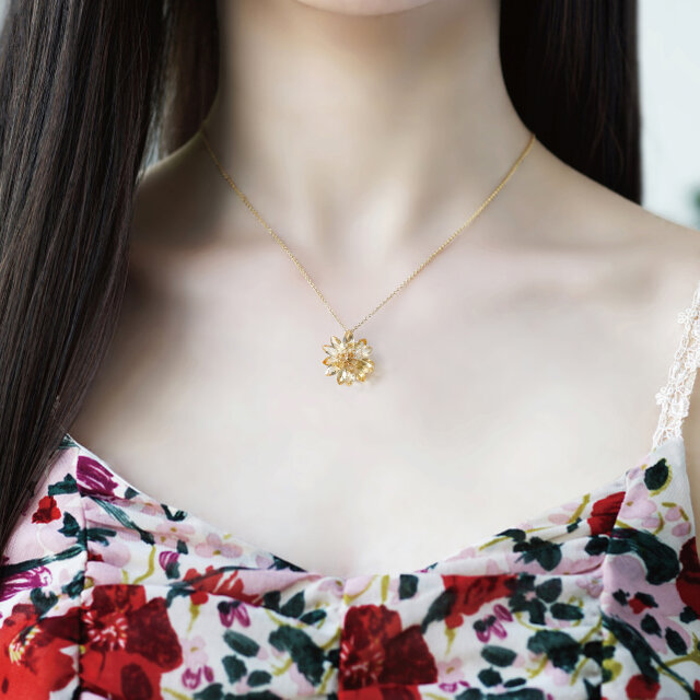 シトリンによるヒマワリのネックレス ～Sunflower | iichi ハンドメイド・クラフト作品・手仕事品の通販