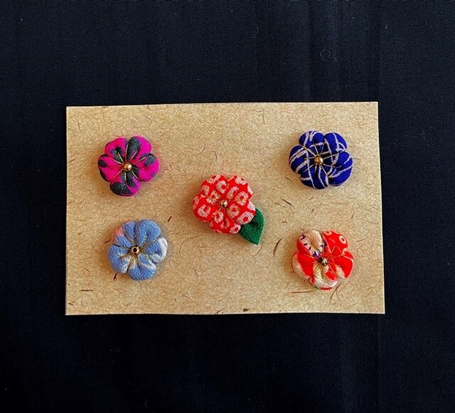 古布 お花のパーツ 5個セット no189 | iichi ハンドメイド・クラフト作品・手仕事品の通販