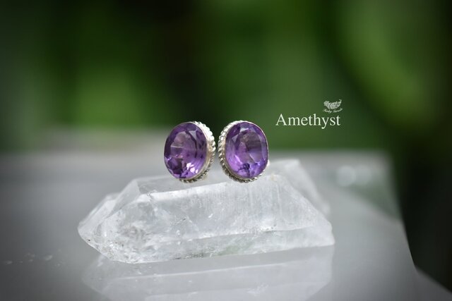 良質カット入り★amethyst シルバーピアス1063 | iichi ハンドメイド・クラフト作品・手仕事品の通販