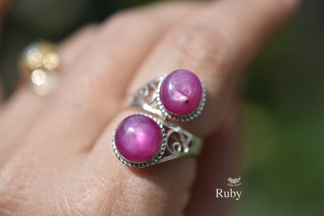 高品質★ダブルピンク★ruby★シルバーリング1061 | iichi ハンドメイド・クラフト作品・手仕事品の通販