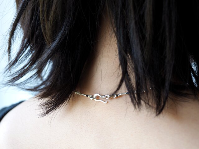 -Square top- silver necklace 'stone mix' | iichi 日々の暮らしを心地よくするハンドメイドやアンティークのマーケットプレイス