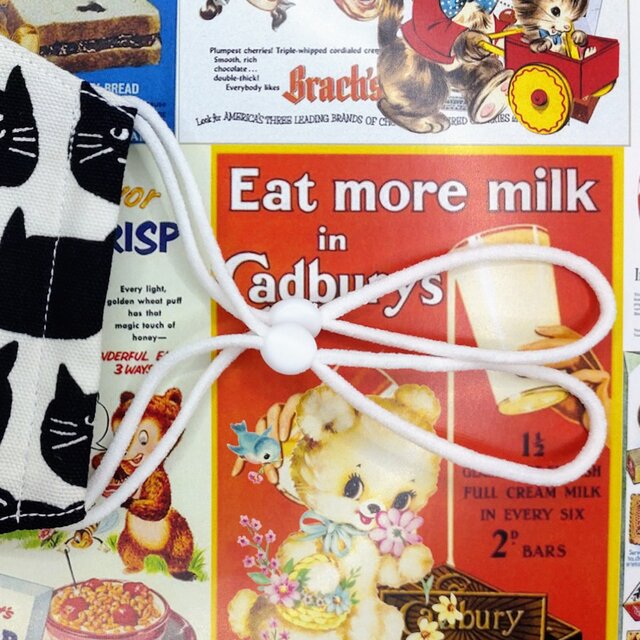 う206 黒猫ちゃん♪ホワイト☆立体マスク | iichi ハンドメイド・クラフト作品・手仕事品の通販