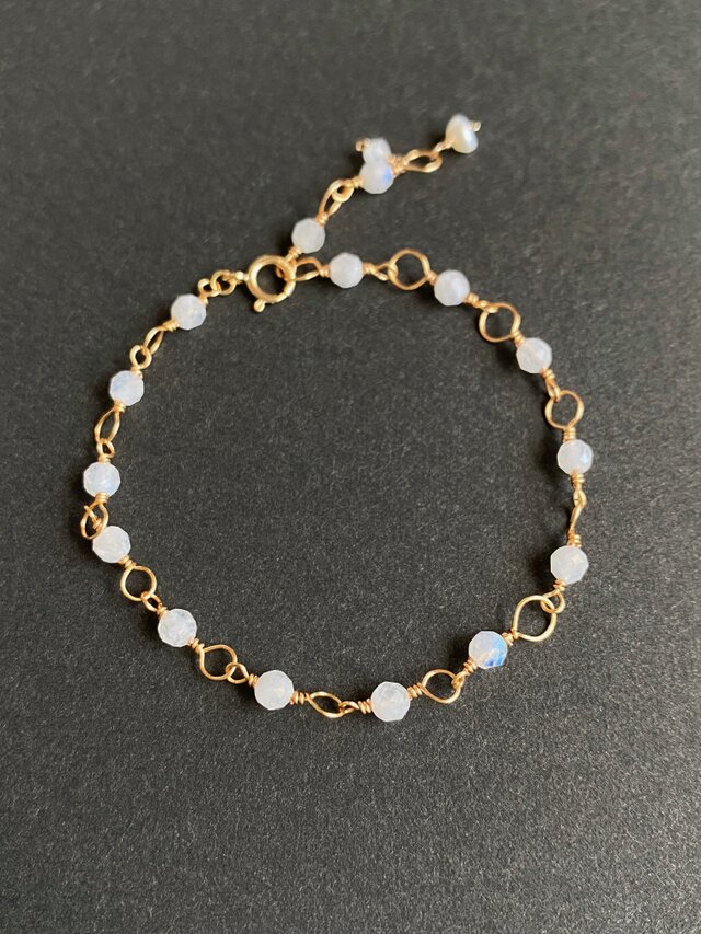 14kgf ホワイトラブラドライトのブレスレット ac/459 | iichi ハンドメイド・クラフト作品・手仕事品の通販