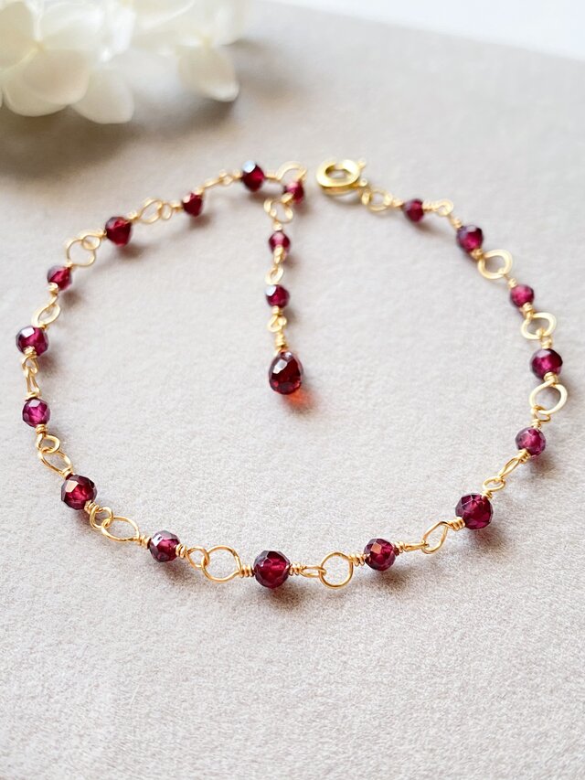 14kgf ホワイトラブラドライトのブレスレット ac/459 | iichi ハンドメイド・クラフト作品・手仕事品の通販