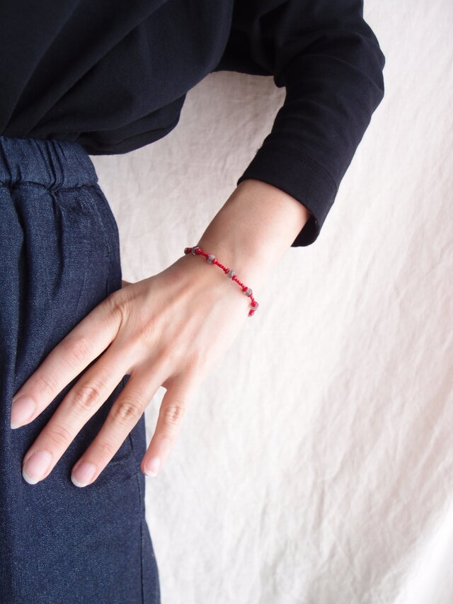Labradorite × Red Coral Bracelet【GP】ラブラドライト×レッドコーラル ブレスレット | iichi ハンドメイド・クラフト作品・手仕事品の通販