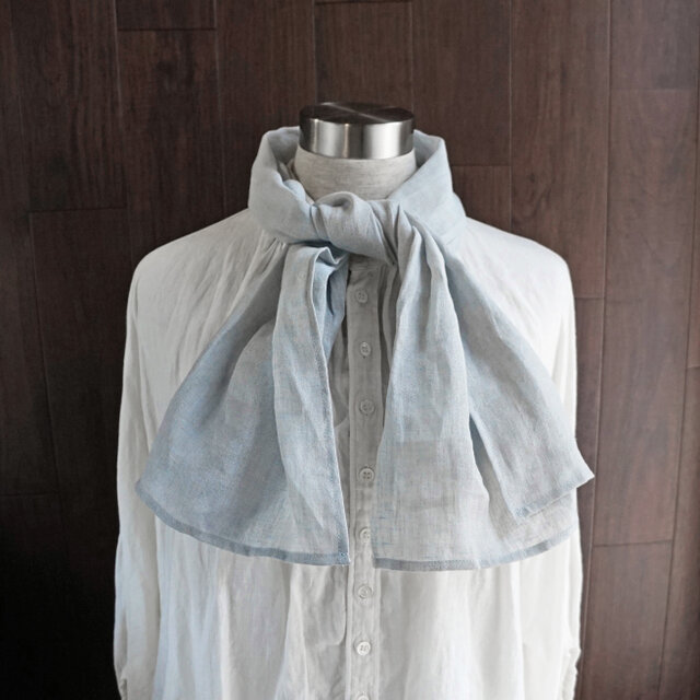 保冷剤いらず 上質リネンの手ぬぐい フロスティブルー×亜麻色 ミニストール タオル | iichi 日々の暮らしを心地よくするハンドメイドやアンティークのマーケットプレイス