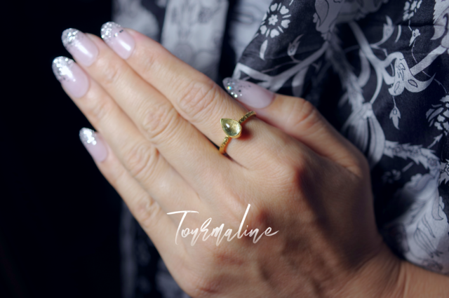New ☆ 新作 ☆『グリーントルマリン』の世界でひとつの天然石リングsilver925 + 18kgp | iichi ハンドメイド・クラフト作品・手仕事品の通販