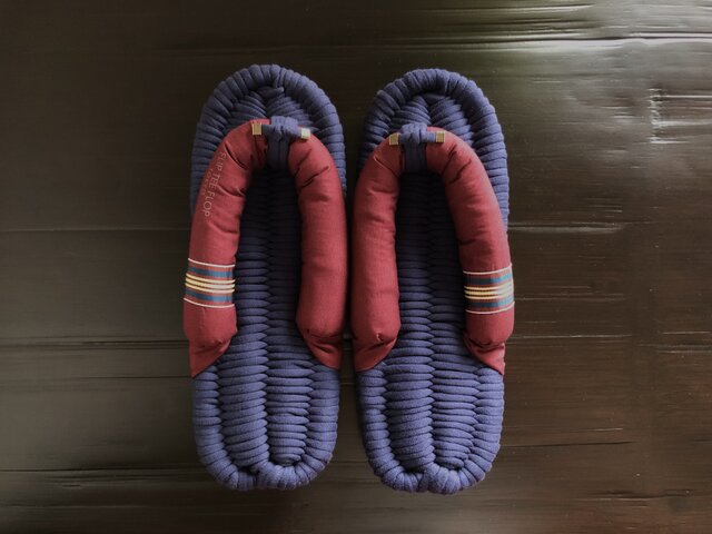No.171【FLIP TEE FLOP】26cm《PLUS+》上質なJonoJonoを使った布ぞうり ネイビー ボルドー | iichi ハンドメイド・クラフト作品・手仕事品の通販