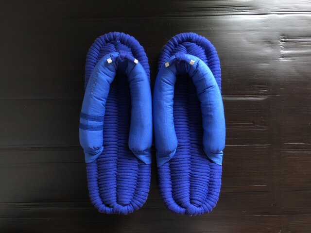 No.172【FLIP TEE FLOP】26cm上質なJonoJonoを使った布ぞうり ブルー ワントーン | iichi ハンドメイド・クラフト作品・手仕事品の通販