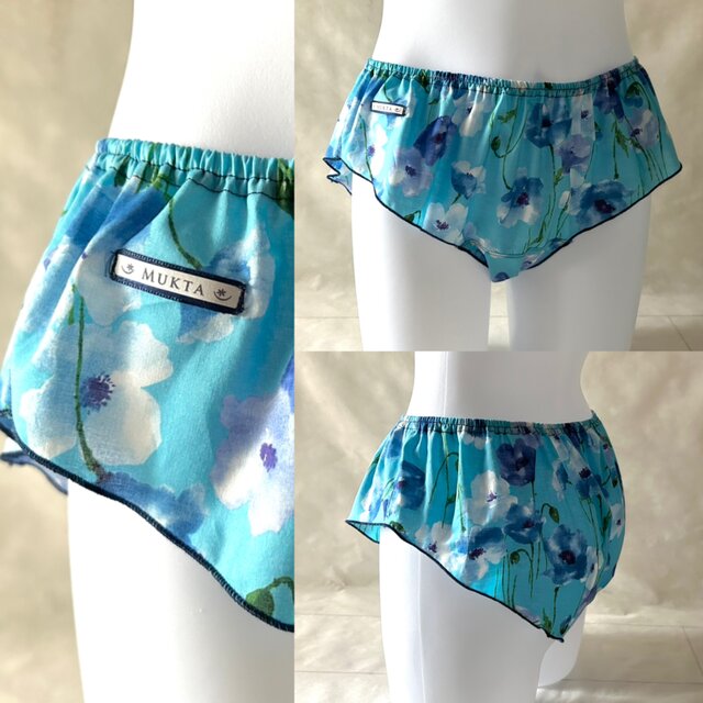 new arrival Choose！ストレスフリー パット入りブラ ＆ショーツ : : Blue！ | iichi ハンドメイド・クラフト作品・手仕事品の通販