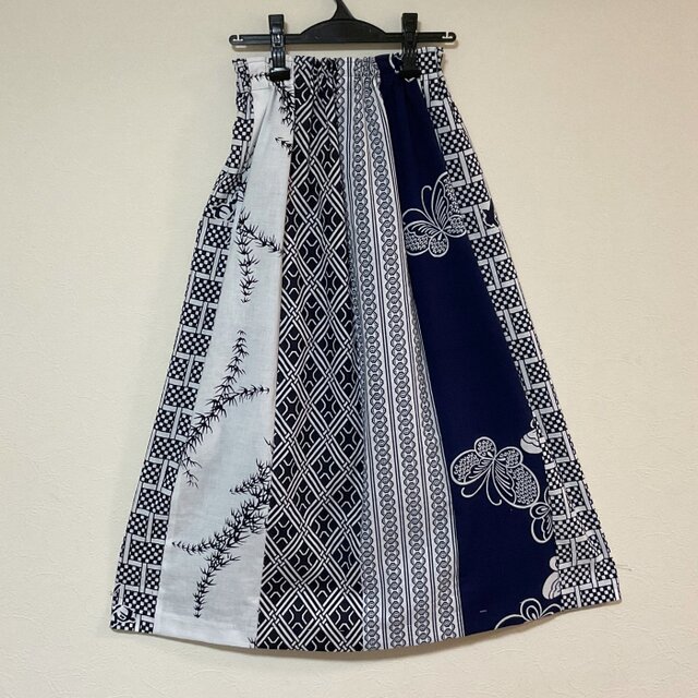 浴衣リメイク B3 パッチワーク ギャザースカート 着物 コットン | iichi ハンドメイド・クラフト作品・手仕事品の通販