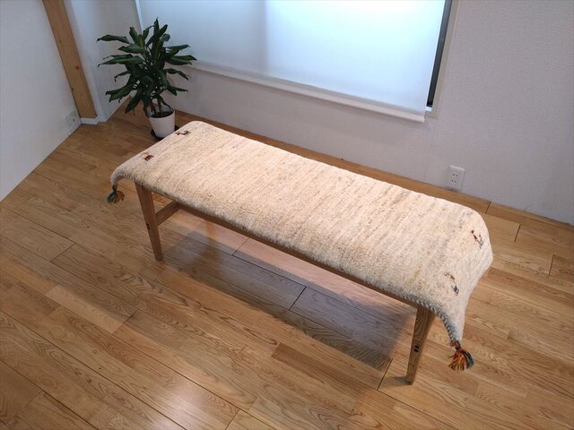 ペルシャ ギャッベ ランナー中 140×43cm アイボリー ヤギ RJ8899G | iichi ハンドメイド・クラフト作品・手仕事品の通販