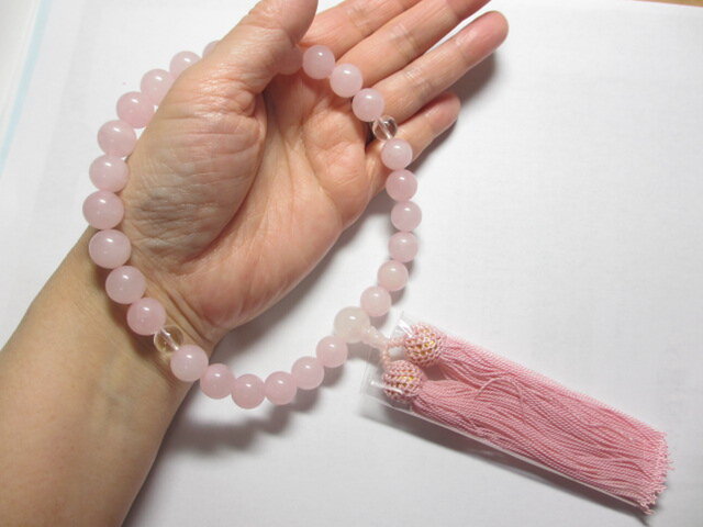 女性用 念珠（数珠）ローズクォーツ10.5mm | iichi ハンドメイド・クラフト作品・手仕事品の通販