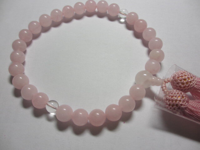 女性用 念珠（数珠）ローズクォーツ10.5mm | iichi ハンドメイド・クラフト作品・手仕事品の通販