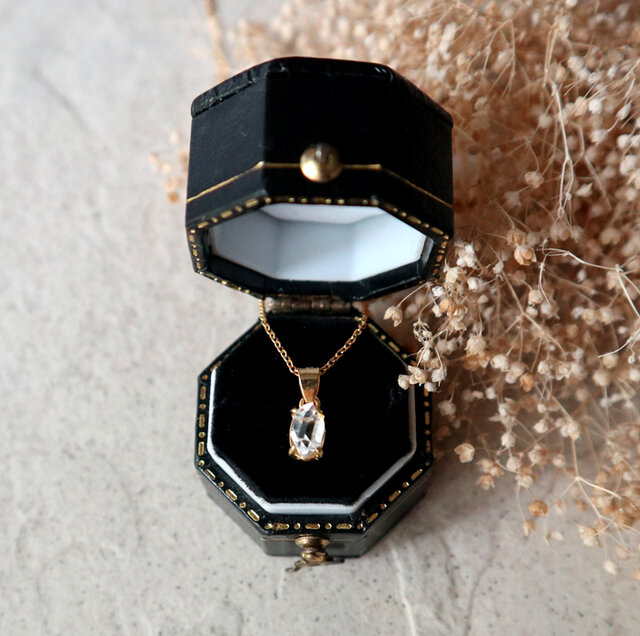 【14kgf】NY産ハーキマーダイヤモンドの一粒ネックレス＊4月誕生石 | iichi ハンドメイド・クラフト作品・手仕事品の通販