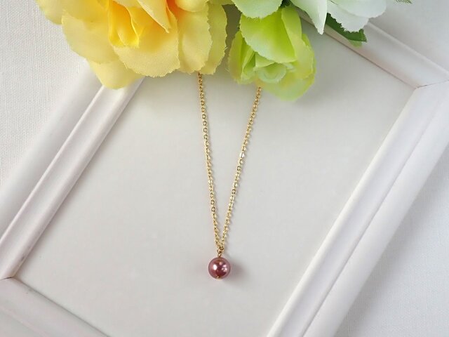 一粒パールネックレス【チェルシーピンク】 | iichi ハンドメイド・クラフト作品・手仕事品の通販