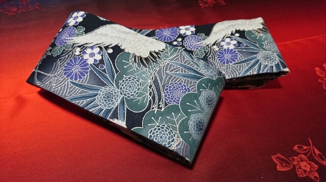 創作帯☆角帯 リバーシブル 鶴に花尽くし 巾約11cm | iichi ハンドメイド・クラフト作品・手仕事品の通販