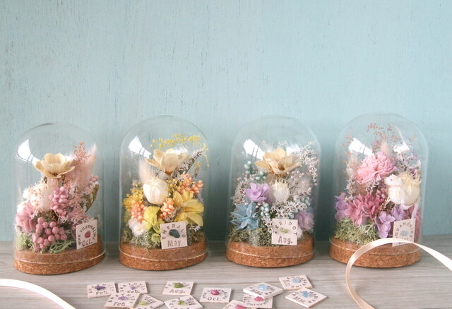 誕生月の天然石 flower dome -anemone blue- | iichi ハンドメイド・クラフト作品・手仕事品の通販