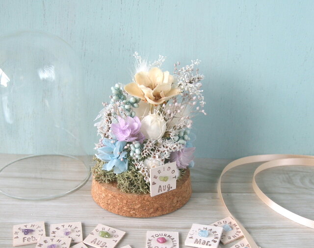 誕生月の天然石 flower dome -anemone blue- | iichi ハンドメイド・クラフト作品・手仕事品の通販