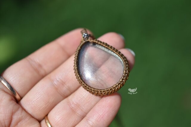 ブルーグリーン★フローライト マクラメネックレス1079 | iichi ハンドメイド・アンティーク・食品・ギフト・手作り