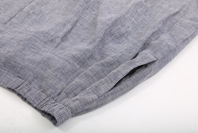 #428タックギャザースカート(ブルー千鳥柄) | iichi 日々の暮らしを心地よくするハンドメイドやアンティークのマーケットプレイス