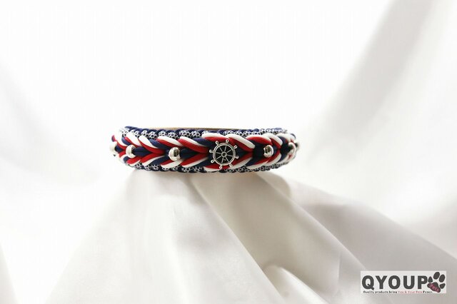 パラコード犬用首輪 〈サイズ：35～40cm〉 Tricolour Navy[トリコロール ネイビー] | iichi ハンドメイド・クラフト作品・手仕事品の通販