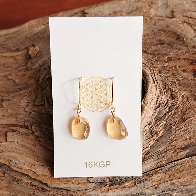 シトリンのピアス 16kgp | iichi ハンドメイド・クラフト作品・手仕事品の通販