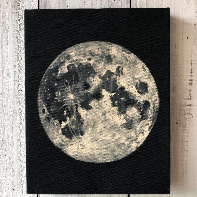 「満月」F0サイズ アート作品 原画 鉱物画 徳島洋子作品 ★ 星月猫 | iichi ハンドメイド・クラフト作品・手仕事品の通販