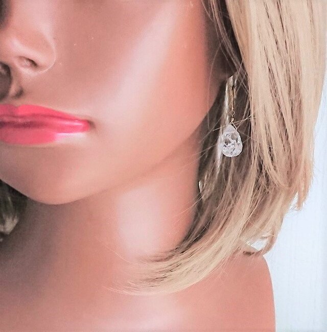 クラッククリスタルのピアス 16kgp | iichi ハンドメイド・クラフト作品・手仕事品の通販