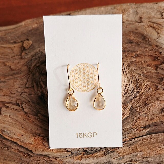 枠留めシトリンのピアス 16kgp | iichi ハンドメイド・クラフト作品・手仕事品の通販