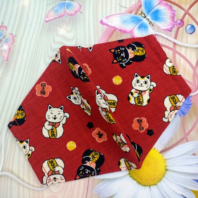 う268 まねき猫☆立体マスク | iichi ハンドメイド・クラフト作品・手仕事品の通販