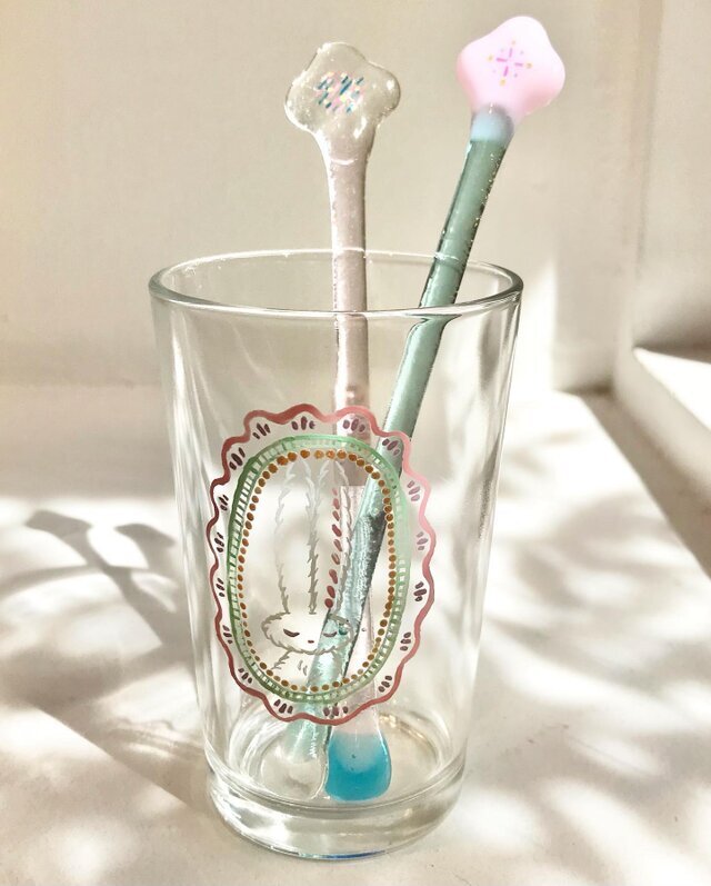 お花のマドラー short / ピンク クリア 2 | iichi ハンドメイド・クラフト作品・手仕事品の通販