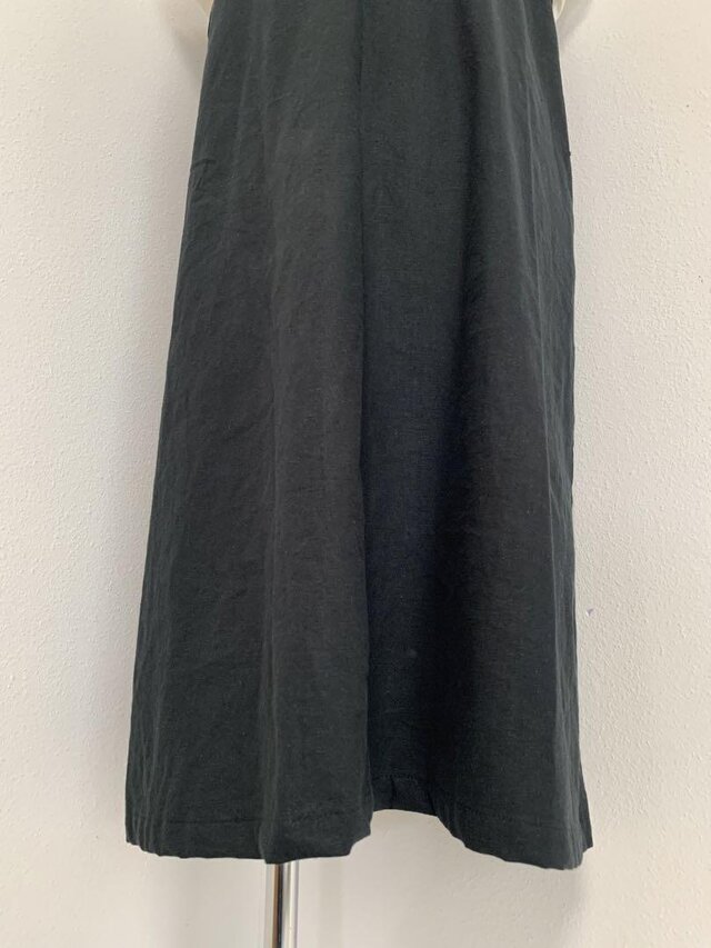 ジャンパースカート 黒 綿麻キャンバス地 着丈110cm ポケット付き そのほかのお色承ります！ | iichi ハンドメイド・クラフト作品・手仕事品の通販