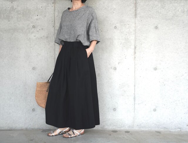 リネン千鳥柄のワイドトップス No.277 | iichi 日々の暮らしを心地よくするハンドメイドやアンティークのマーケットプレイス