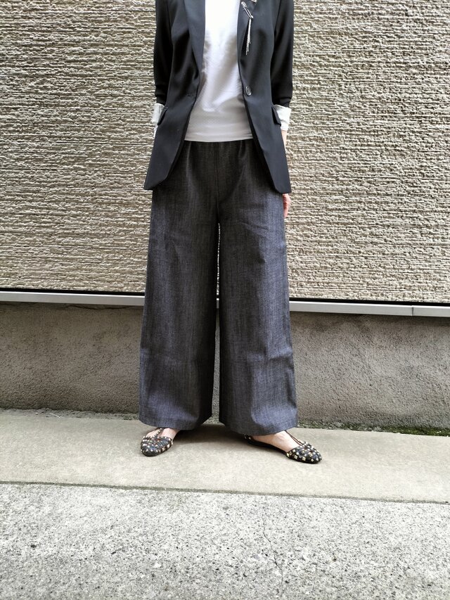 【M,L,2L,3L,4L】『マニッシュでキュート♥』細見え♥デニム・ワイドパンツ | iichi ハンドメイド・クラフト作品・手仕事品の通販