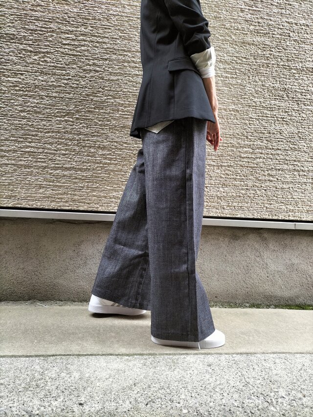 【M,L,2L,3L,4L】『マニッシュでキュート♥』細見え♥デニム・ワイドパンツ | iichi ハンドメイド・クラフト作品・手仕事品の通販