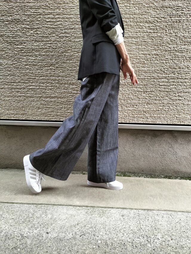 【M,L,2L,3L,4L】『マニッシュでキュート♥』細見え♥デニム・ワイドパンツ | iichi ハンドメイド・クラフト作品・手仕事品の通販