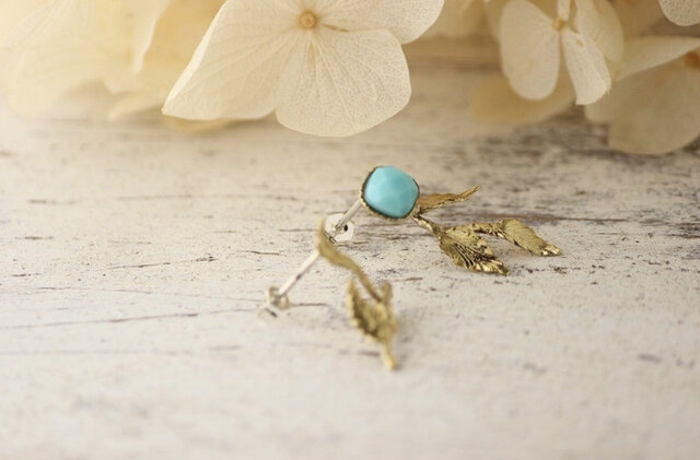 K18GP ターコイズ ボタニカルピアス | iichi ハンドメイド・クラフト作品・手仕事品の通販