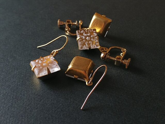 ヴィンテージ 星 アラベスクPattern（10㎜）14kgfピアス（またはイヤリング） | iichi ハンドメイド・クラフト作品・手仕事品の通販