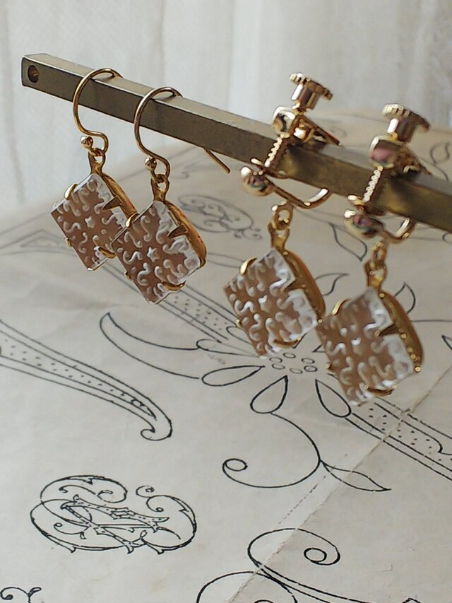 ヴィンテージ 星 アラベスクPattern（10㎜）14kgfピアス（またはイヤリング） | iichi ハンドメイド・クラフト作品・手仕事品の通販