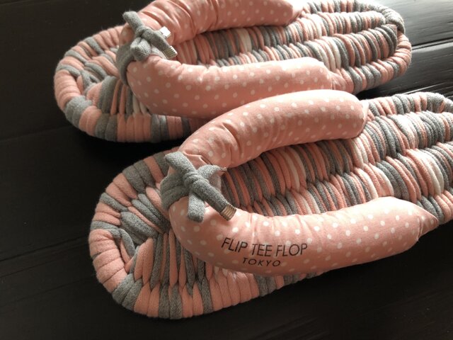 No.178【FLIP TEE FLOP】24cm 上質なJonoJonoを使った布ぞうり ミックス編み ピンク | iichi ハンドメイド・クラフト作品・手仕事品の通販