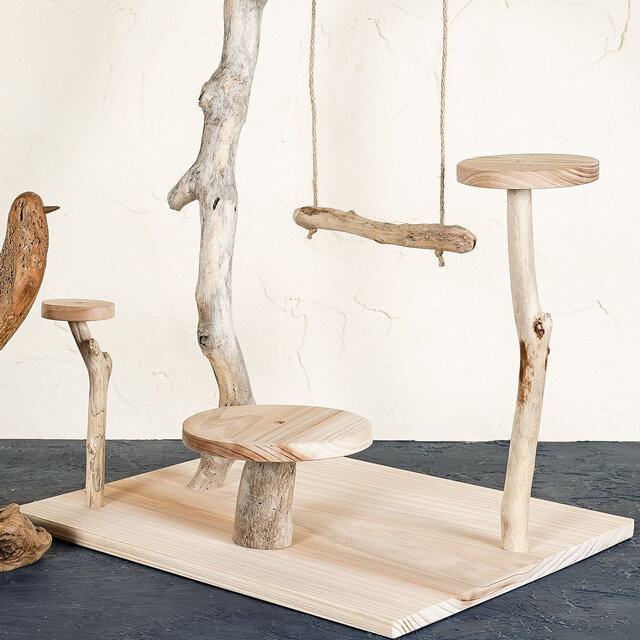 【バードランドの子守歌】流木の止まり木 バードスタンド、止まり木、飾り棚 116 | iichi 日々の暮らしを心地よくするハンドメイドやアンティークのマーケットプレイス