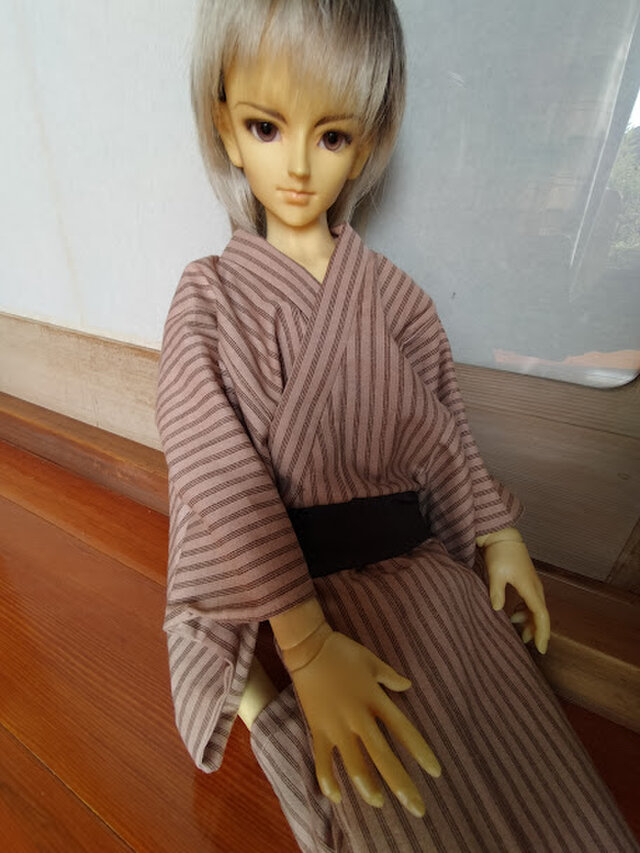 SD13ロング脚タイプ用 ストライプの浴衣と作り帯 | iichi ハンドメイド・クラフト作品・手仕事品の通販