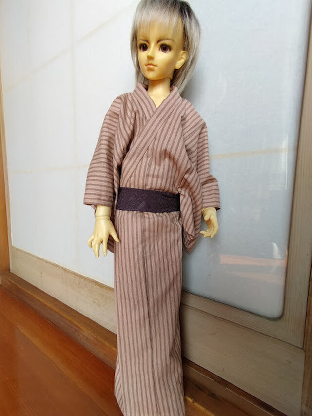 SD13ロング脚タイプ用 ストライプの浴衣と作り帯 | iichi ハンドメイド・クラフト作品・手仕事品の通販