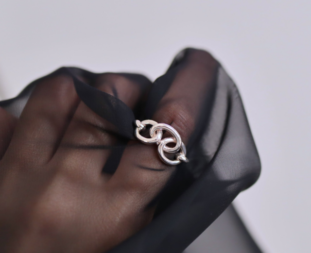 Chain design ringチェーンデザインリング3ovals 925 | iichi ハンドメイド・クラフト作品・手仕事品の通販