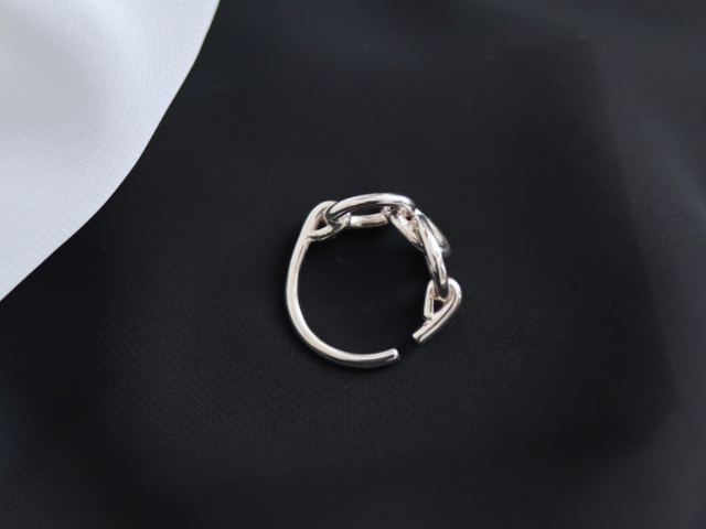 Chain design ringチェーンデザインリング3ovals 925 | iichi ハンドメイド・クラフト作品・手仕事品の通販