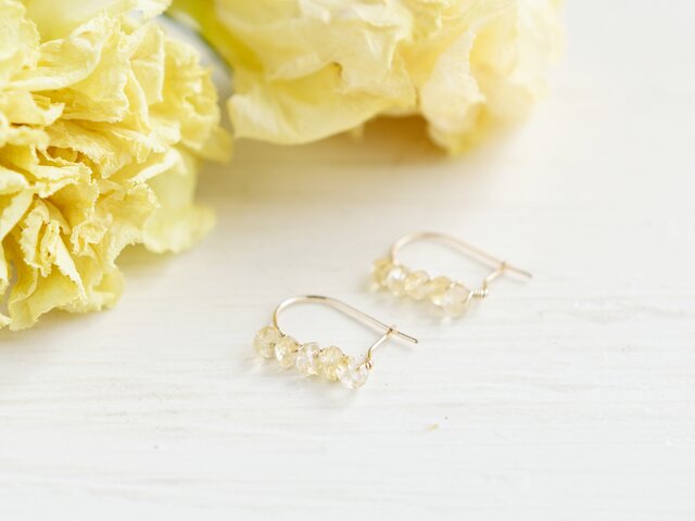 【K14gfピアス】シトリン ライン | iichi ハンドメイド・クラフト作品・手仕事品の通販